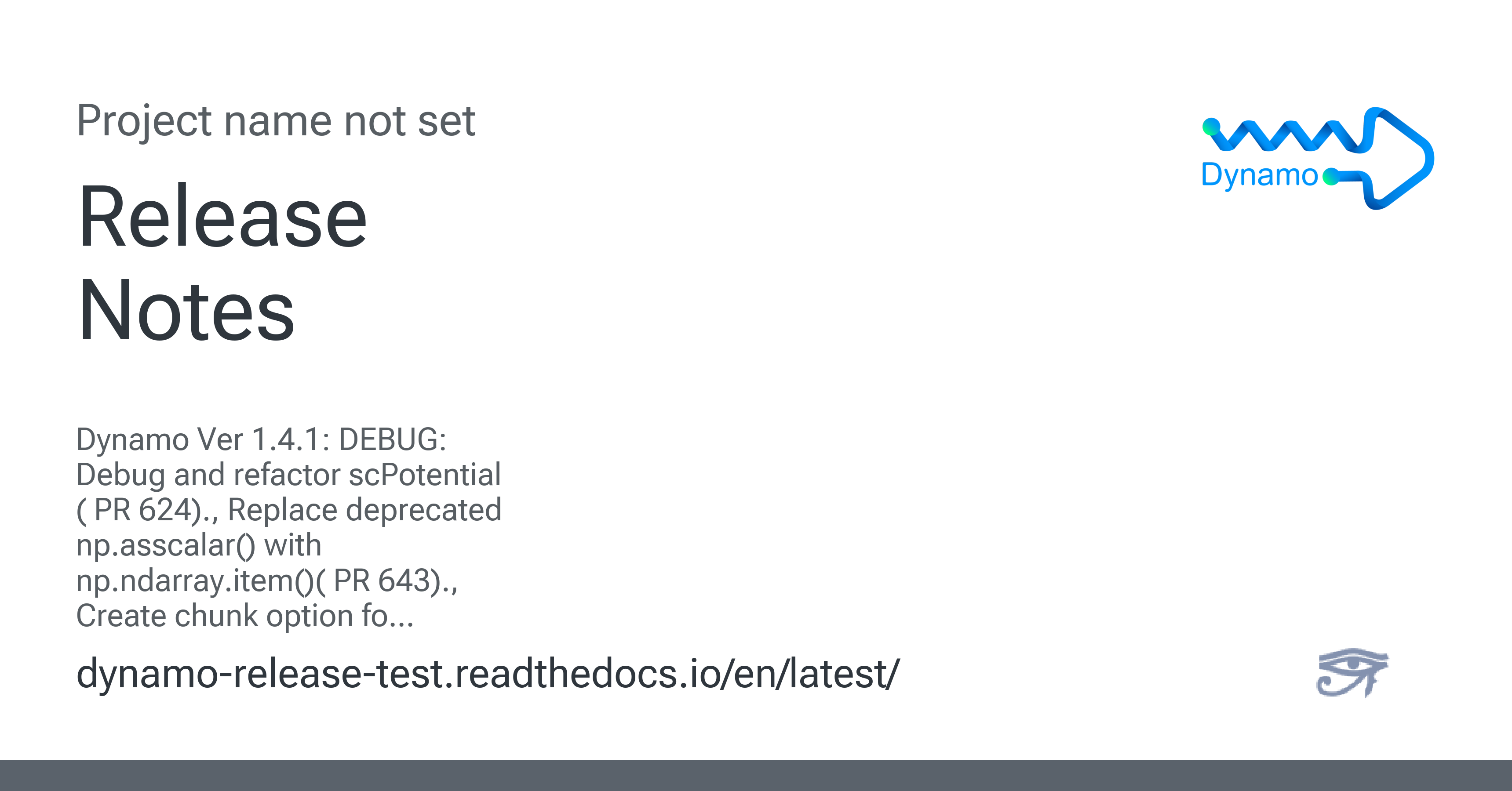 Release Notes - dynamo-release
